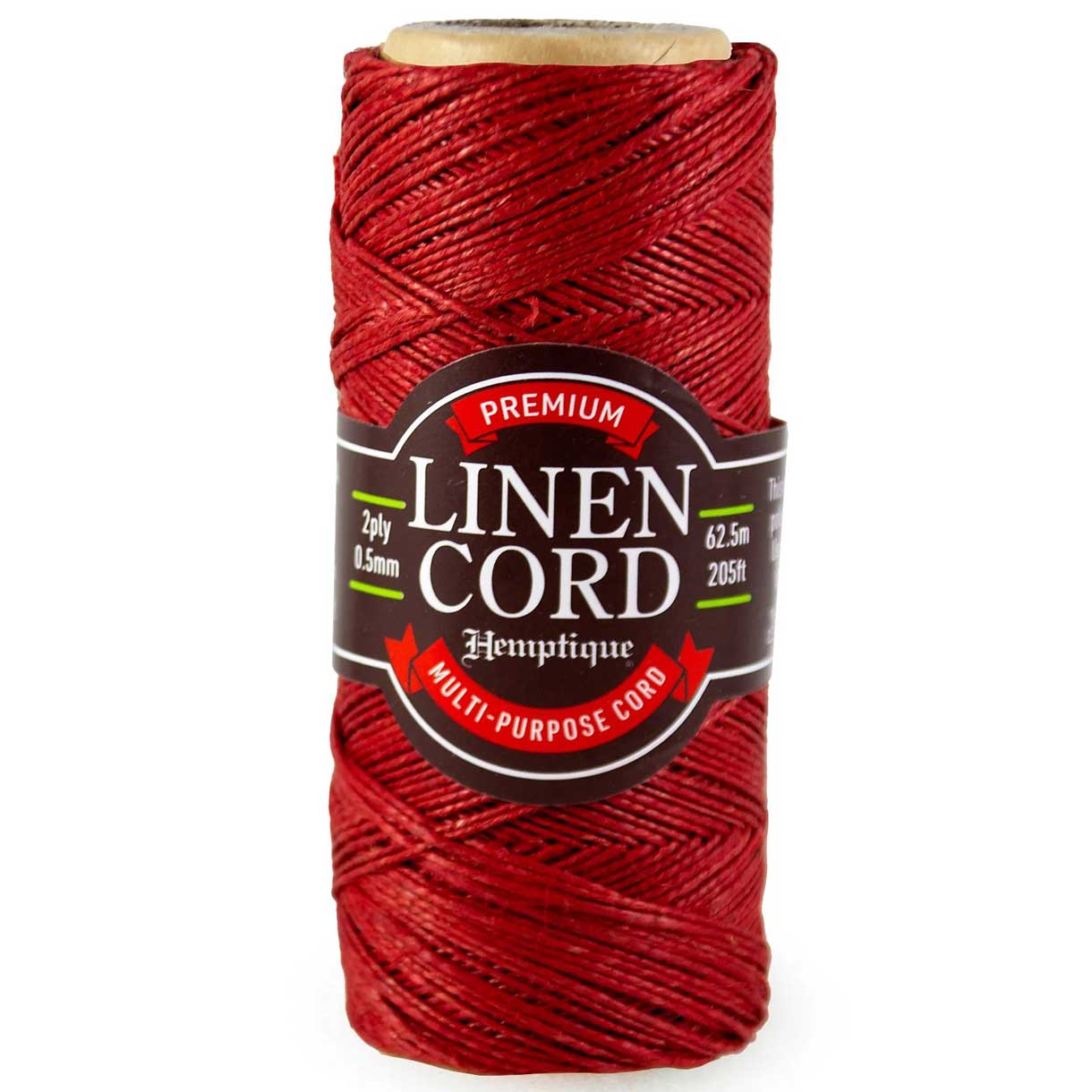 0.5mm (1/64") Red Premium Linen Twine/Cord 62.5m (205ft)