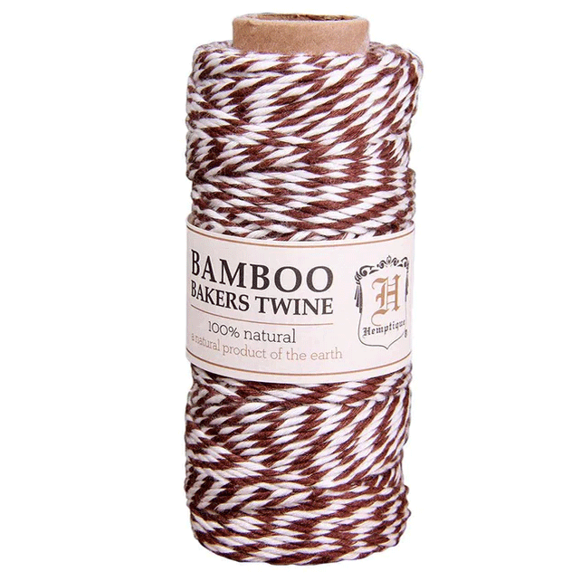 1 mm (3/64") Brown and White Bamboo Bakers Twine Spool 45 m (147 ft)