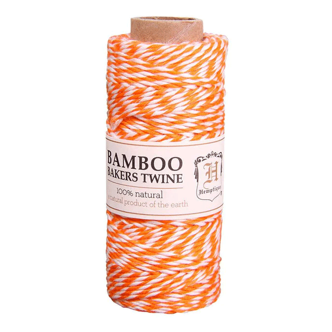 1 mm (3/64") Orange and White Bamboo Bakers Twine/Cord Spool 45 m (147 ft)