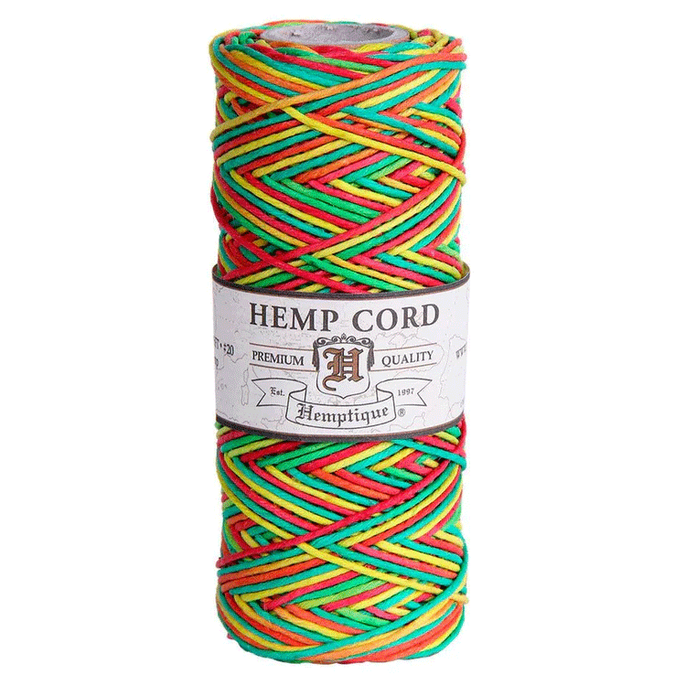 1 mm (3/64") Rasta Variegated Hemp Cord Spool 62.5 m (205 ft)