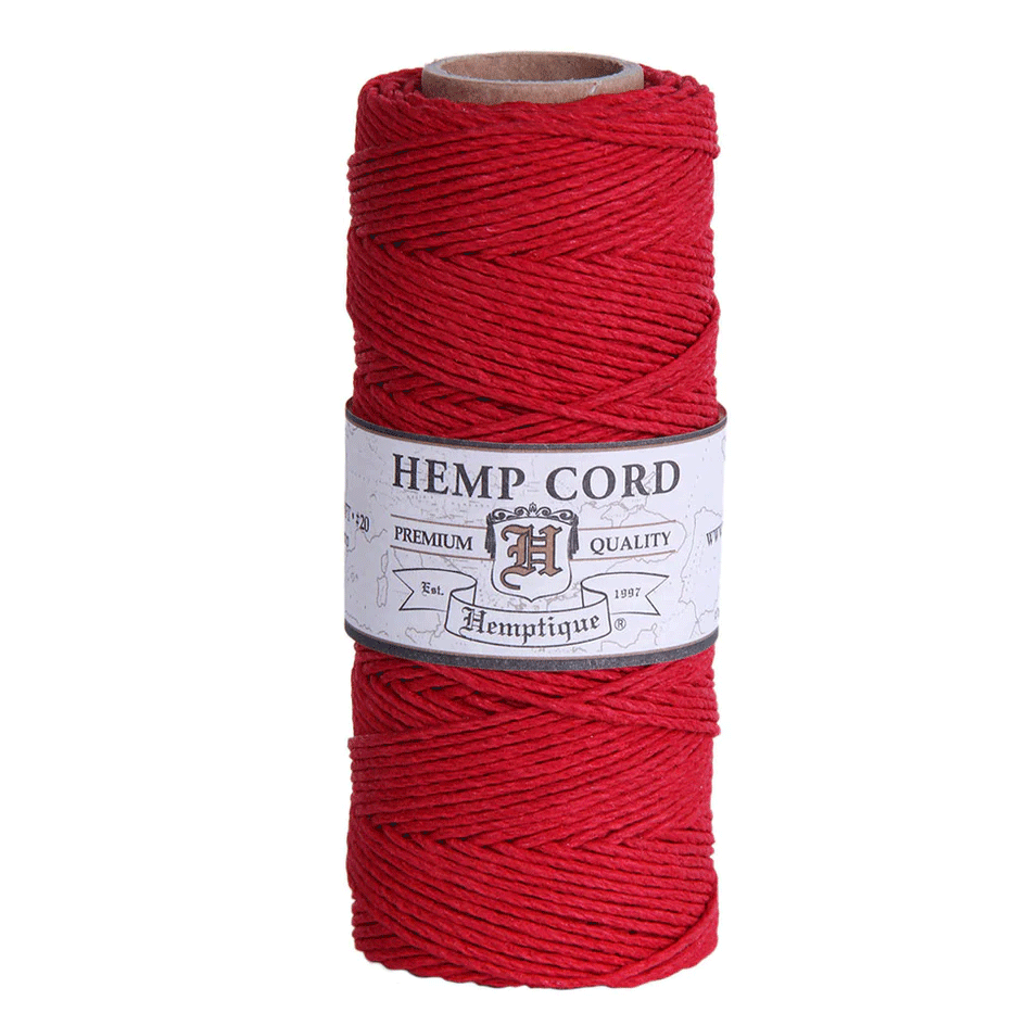 1 mm (3/64") Red Hemp Cord Spool 62.5 m (205 ft)