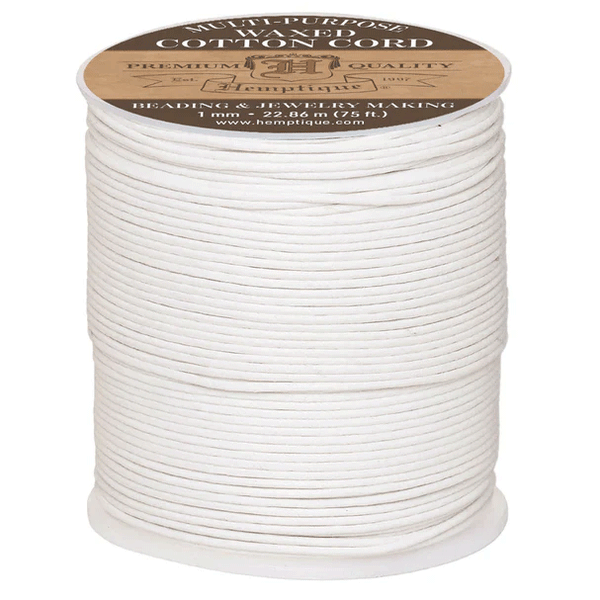 1 mm (3/64") White Waxed Cotton Thread Spool 22.75 m (75 ft)