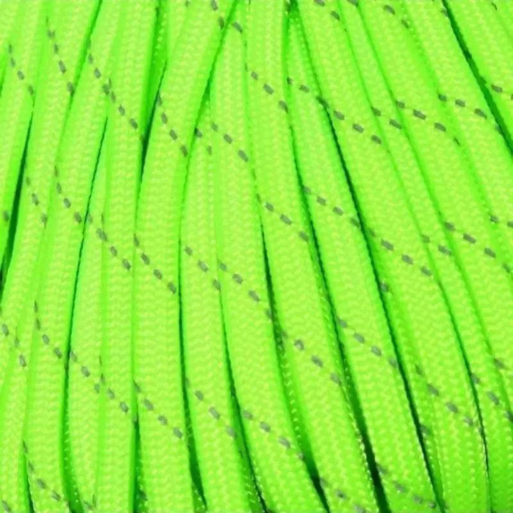 550 Paracord Reflective Neon Green Made in the USA Polyester/Nylon (100 ft)