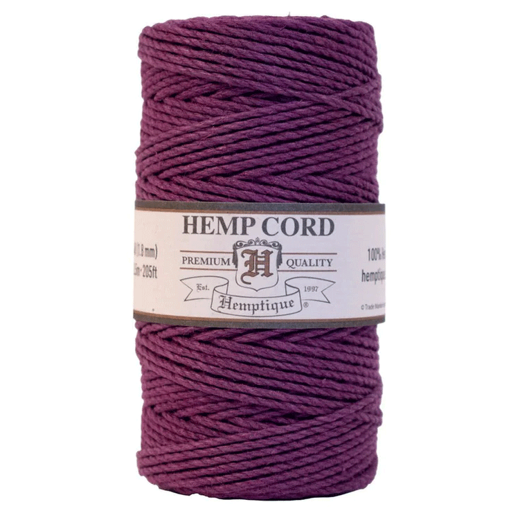 1.8 mm (1/14") Dark Purple Hemp Cord Spool 62.5 m (205 ft)