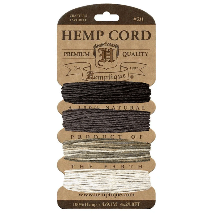 1 mm (3/64") Earthy Hemp Cord Card 4 x 9.1 m (29.8 ft)
