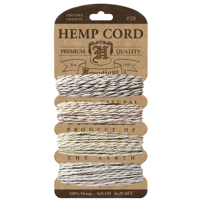 1 mm (3/64") Metallic Vintage Hemp Cord Card 4 x 9.1 m (29.8 ft)