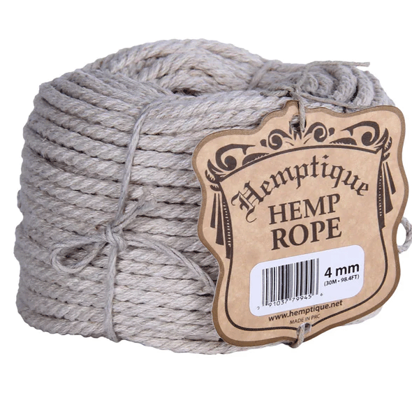 6 mm (15/64") Natural Hemp Macrame Cord Rope 25 m (82 ft)