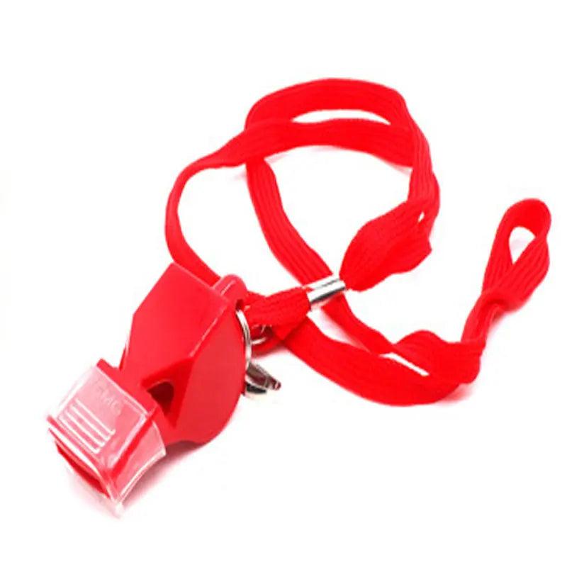 Red 120 Decibel Plastic Whistle with Lanyard