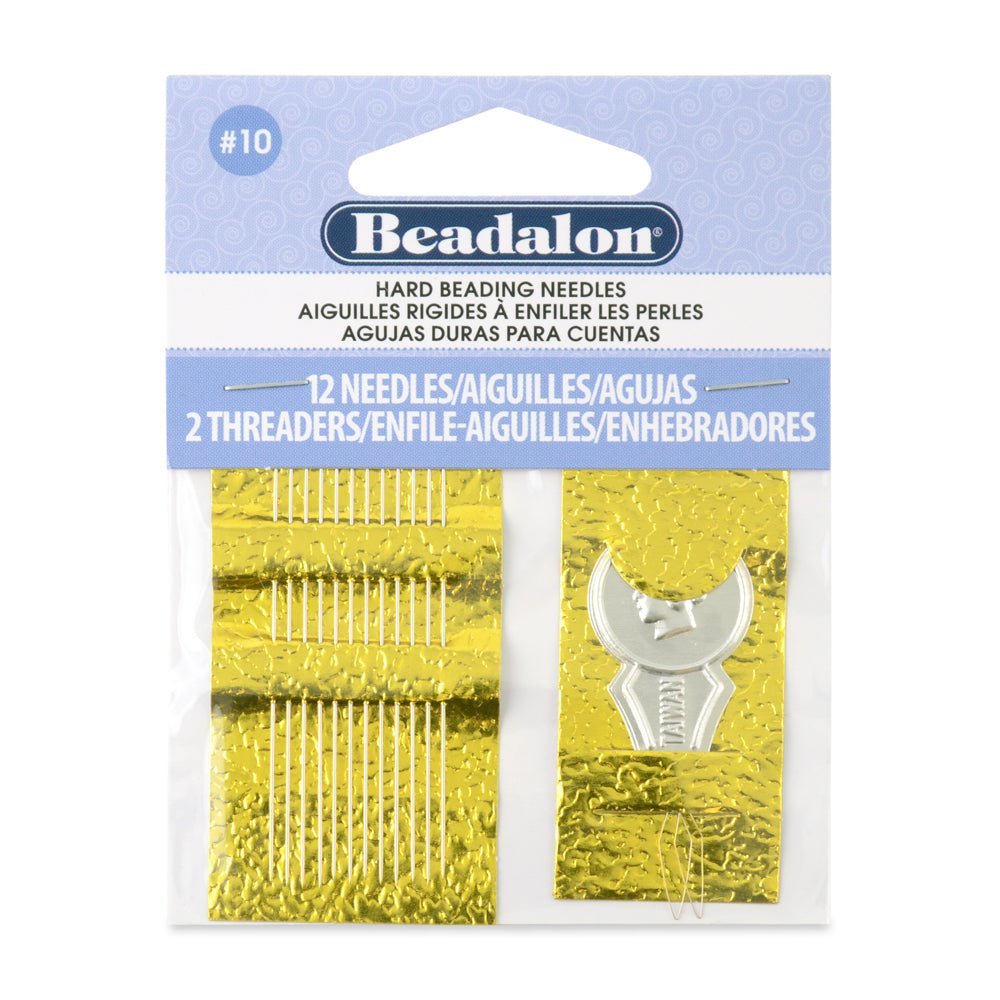 Size #10 Hard Beading Needles 12 Pack + 2 Threaders 5.4 cm (2.12")